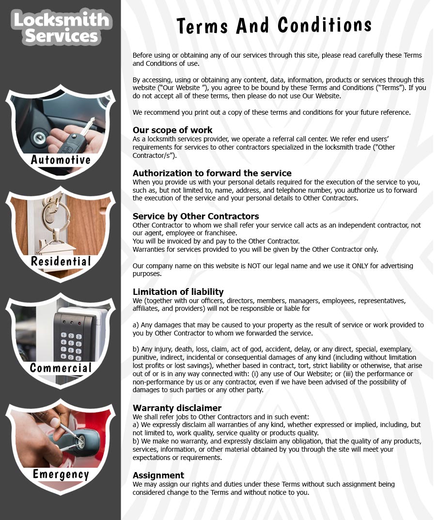 Affinity Lock & Key Shop, Inc | Terms and Conditions